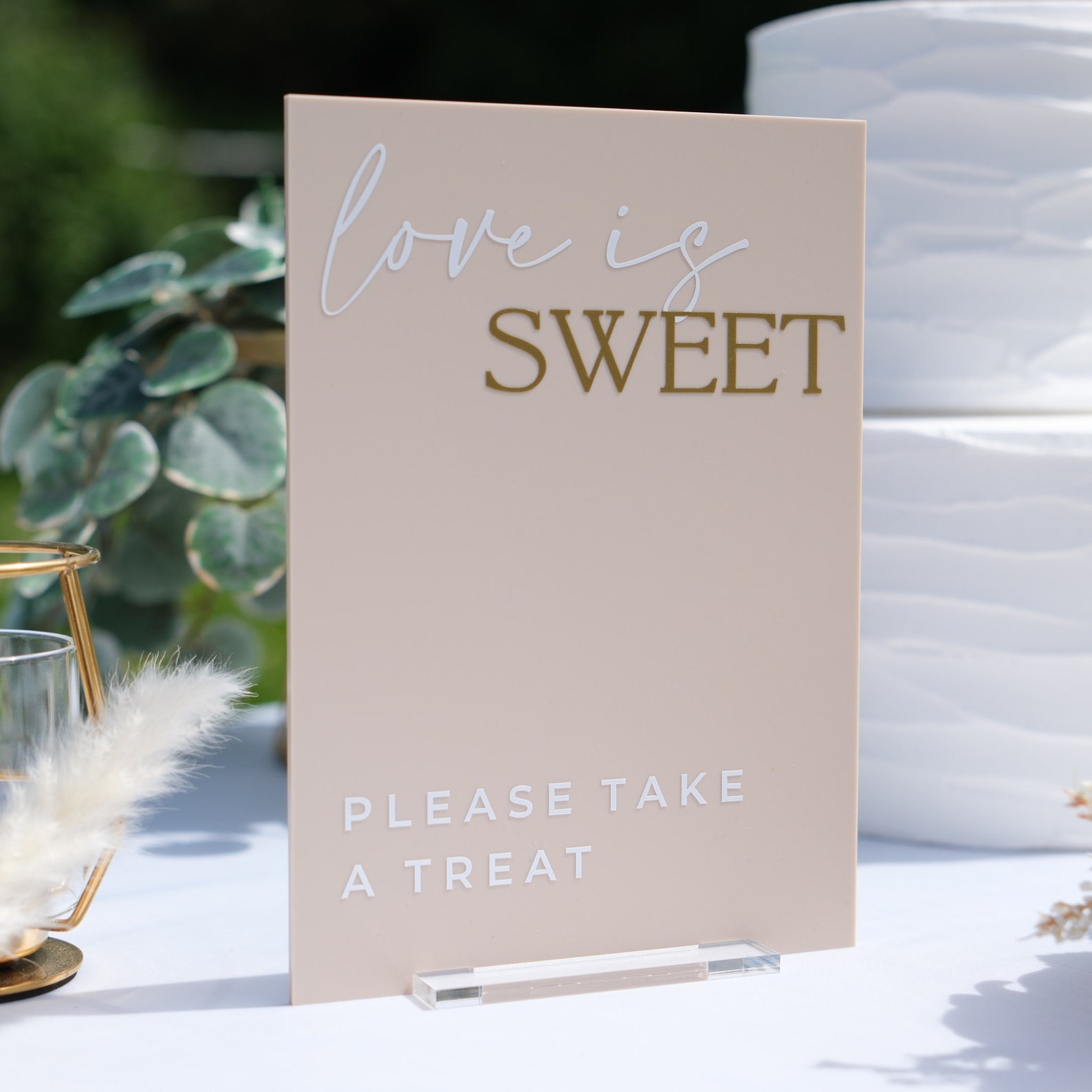 Love is Sweet Sign Wedding Favour Sign With Stands Treat Sign Acrylic ...