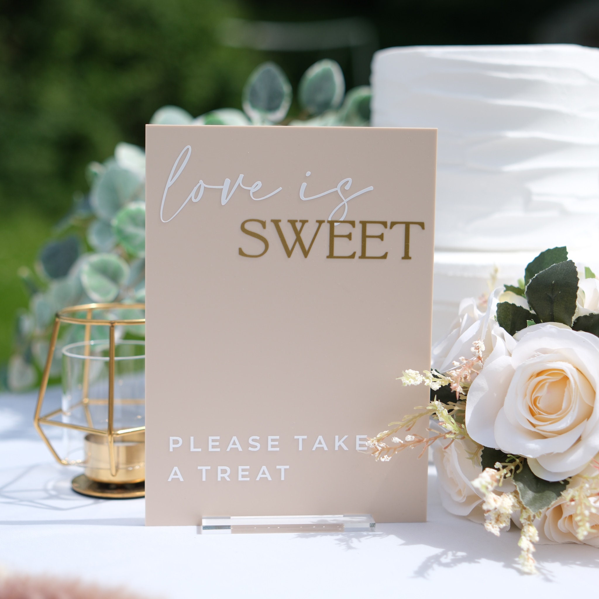 Love is Sweet Sign Wedding Favour Sign With Stands Treat Sign Acrylic ...