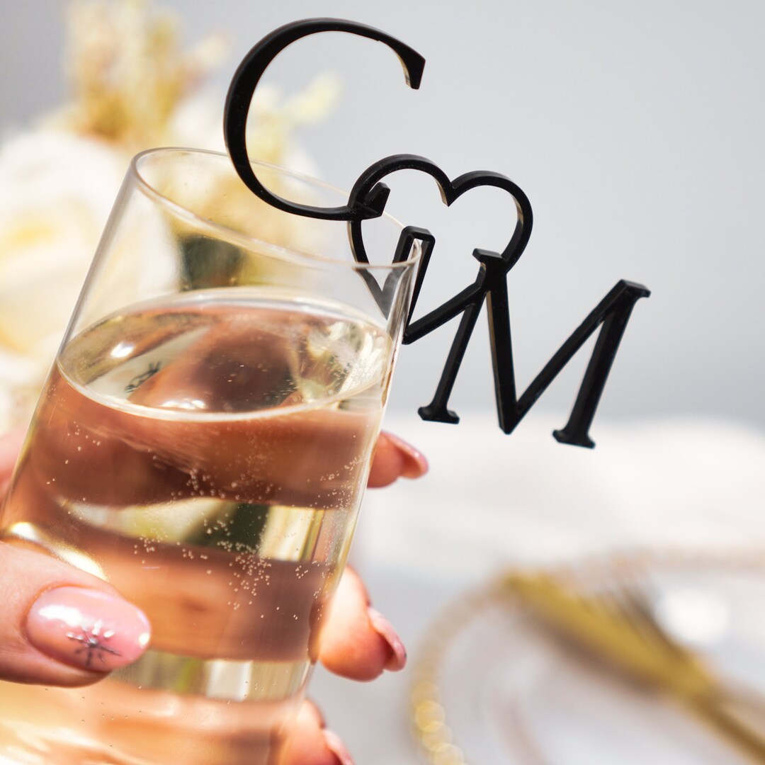 Wedding Drink Stirrer Alternative Champagne Topper Initial Drink Tag ...