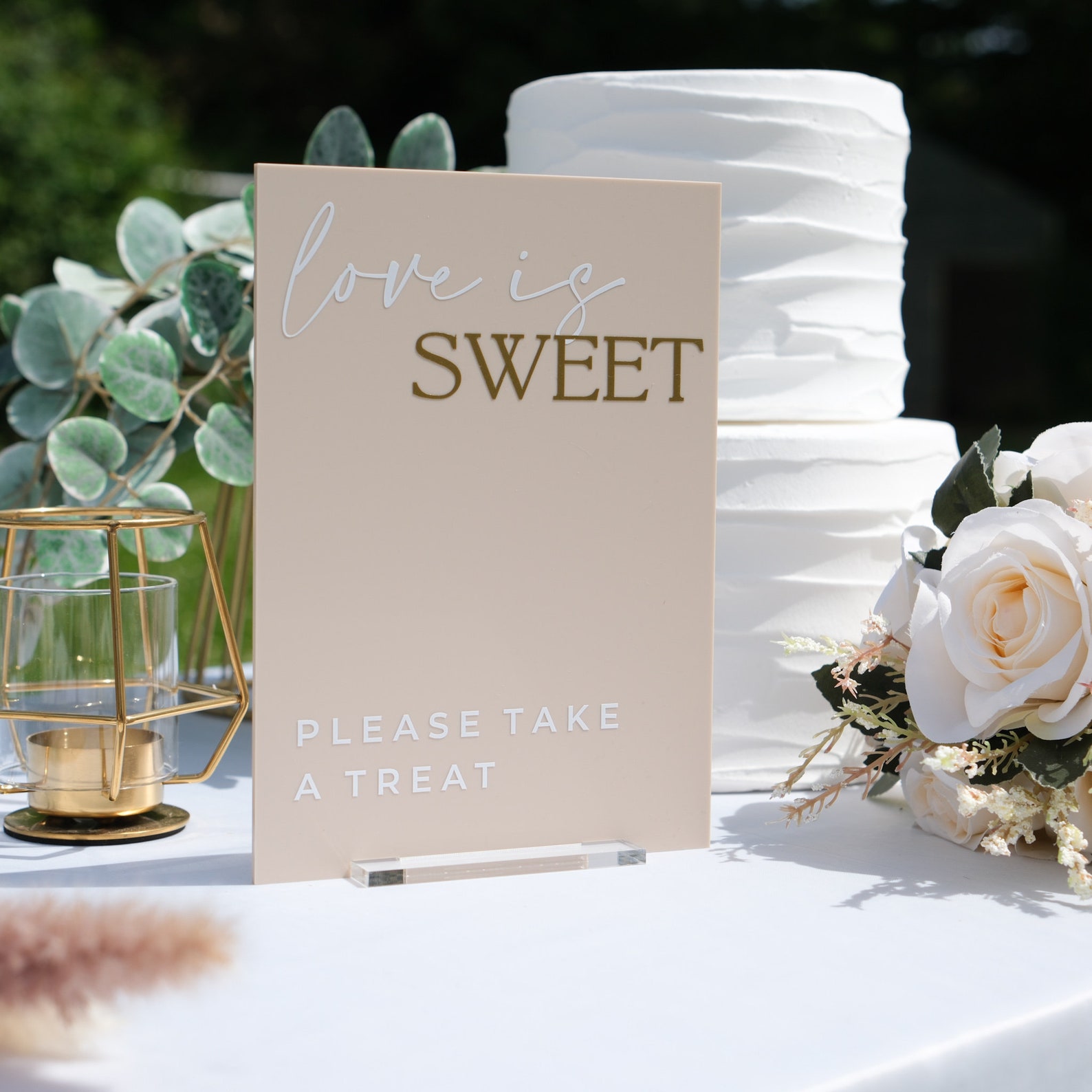 Love is Sweet Sign Wedding Favour Sign With Stands Treat Sign Acrylic ...