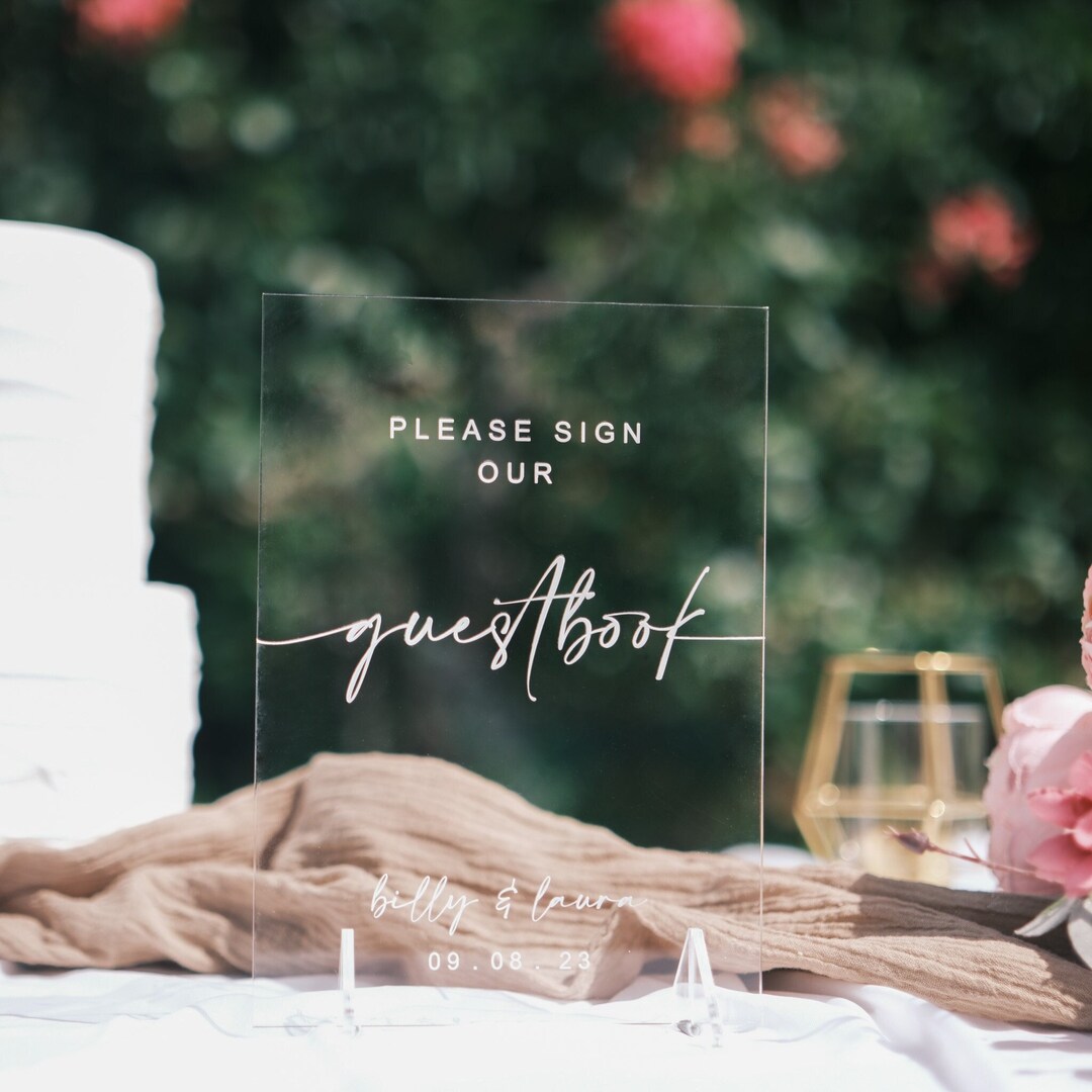 Guestbook Sign for Wedding With Stands Acrylic Wedding Signage Wedding ...