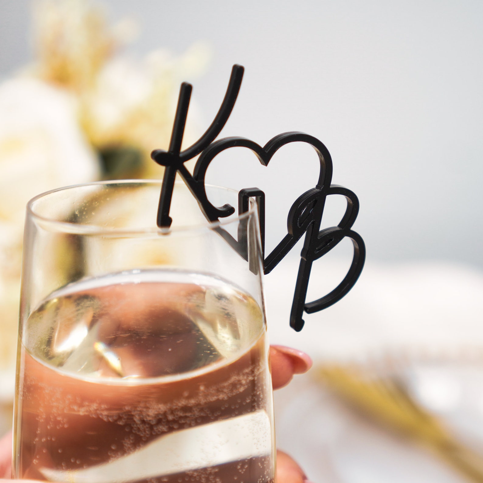 Wedding Initial Drink Tag Glass Topper Wedding Drink Stirrer ...