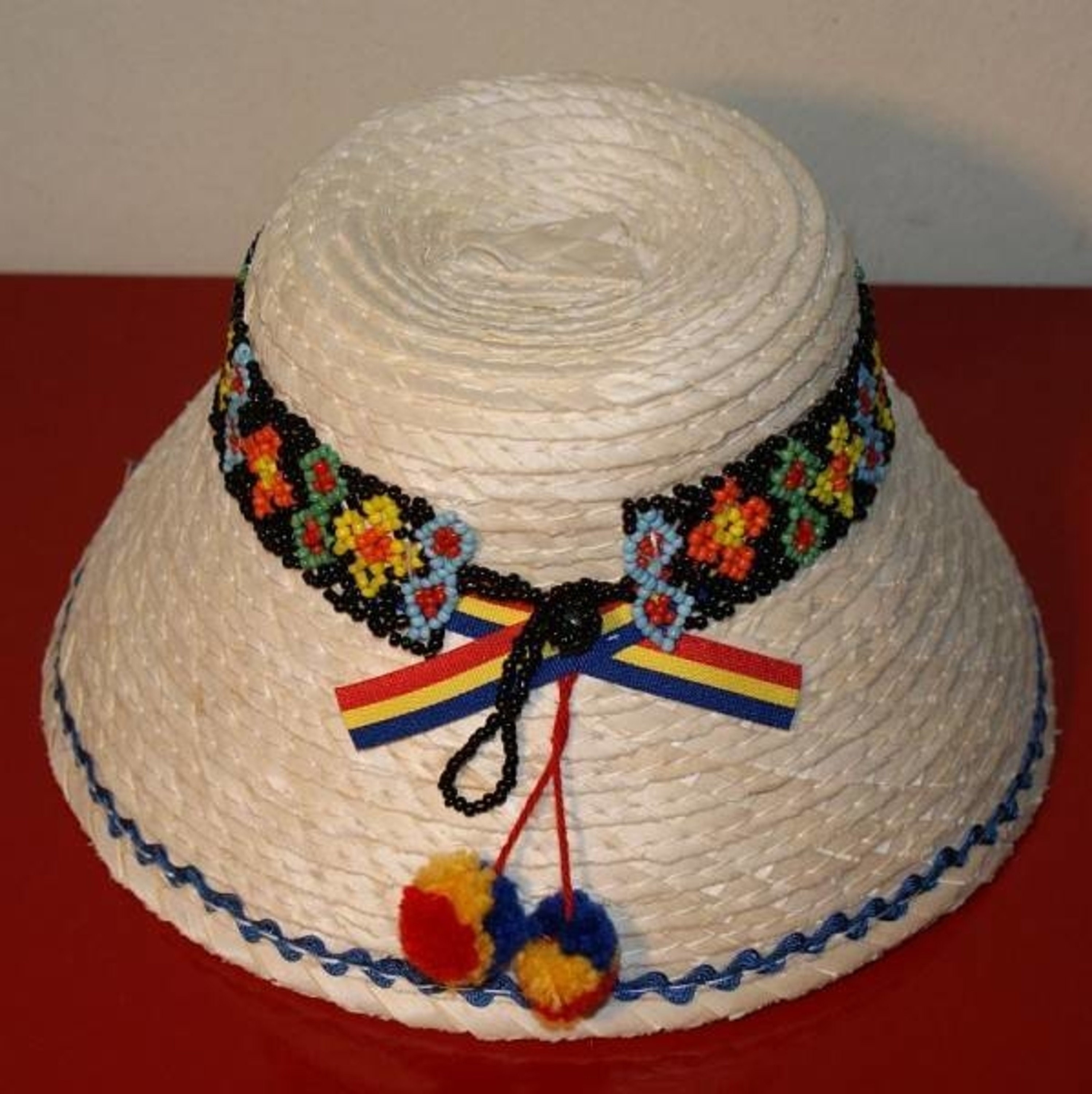 Old Style European BUCKET HAT straw Hat, Manually Created and Painted ...