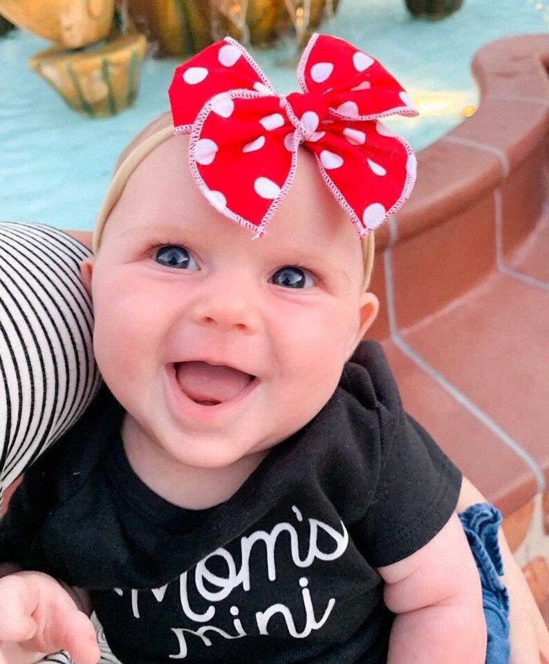 Minnie Mouse Hair Bow Pigtail Set Polka Dots Red Baby Bow - Etsy