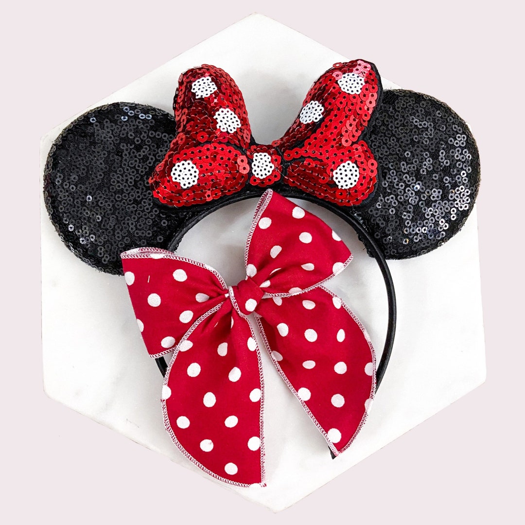 Minnie Mouse Hair Bow, Disney Bow, Minnie Polka Dots, Red Bow, Adult ...