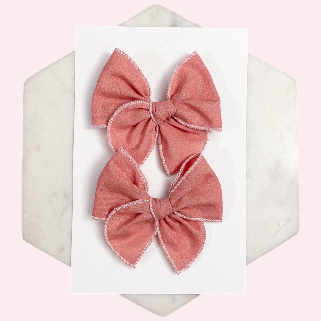 Pale Pink Pigtail Hair Bows, Mini Fable Bow, Baby Bow, Fable Bow ...