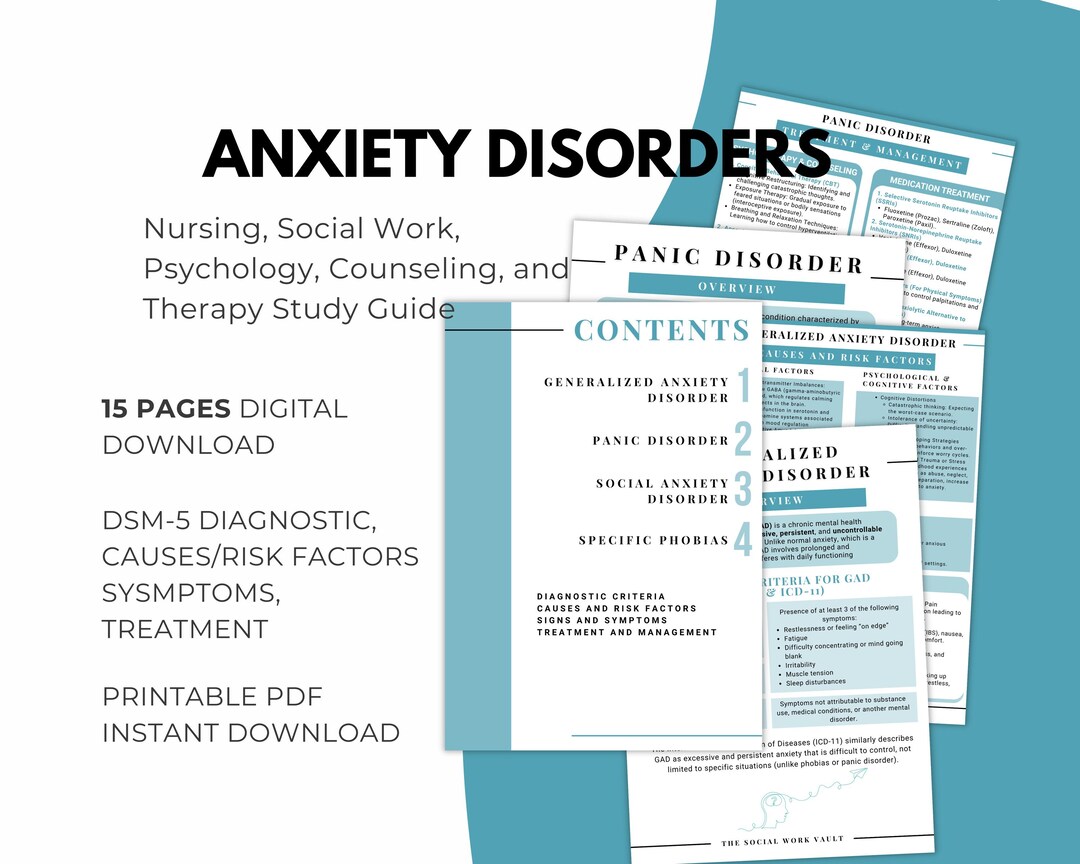 Anxiety Disorder Study Notes, Mental Health Social Work, Psychology ...