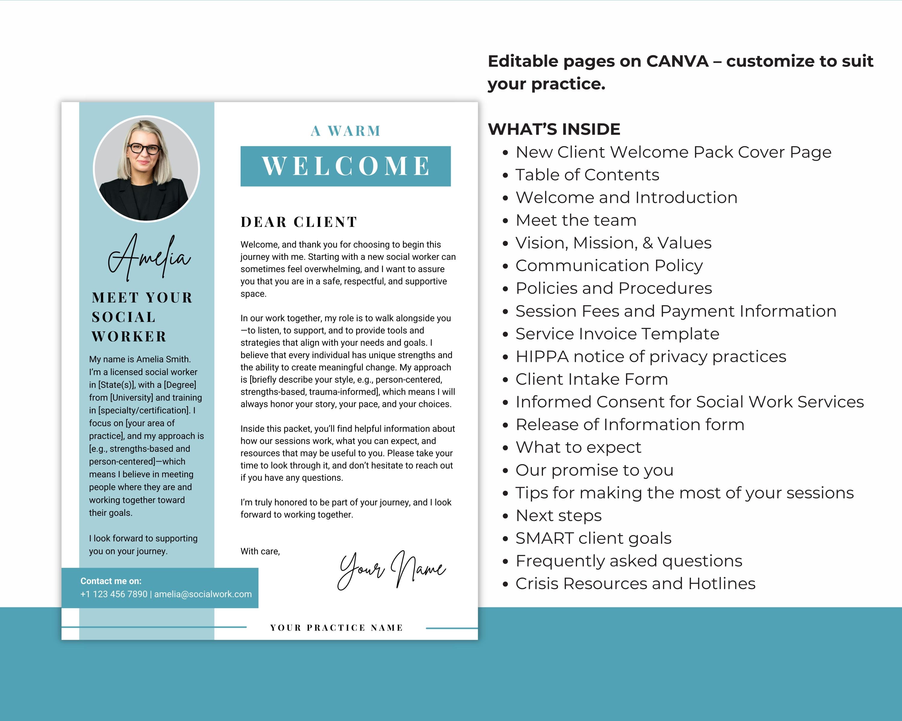 Client Welcome Packet Editable Template for Private Practice and Self ...