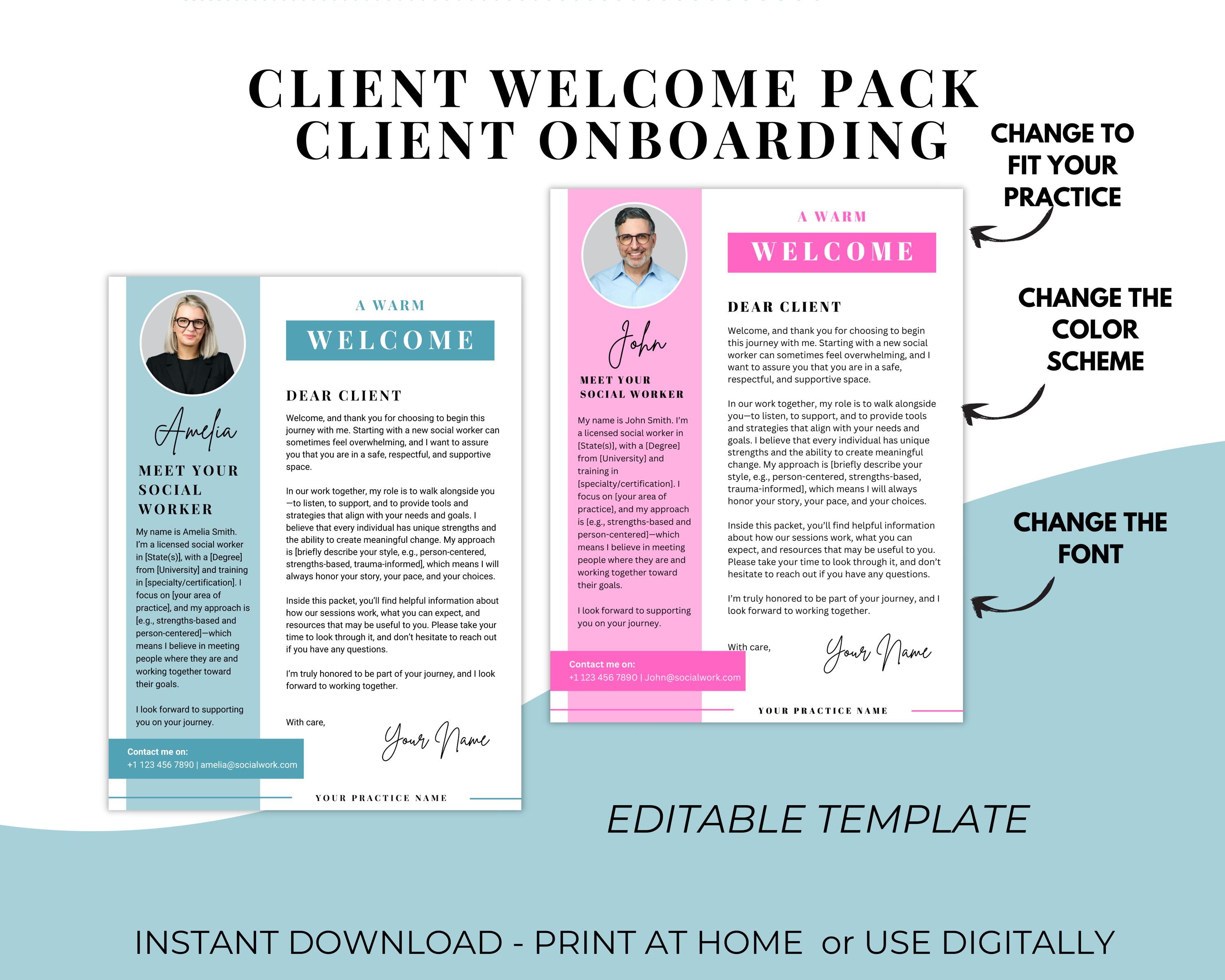 Client Welcome Packet Editable Template for Private Practice and Self ...