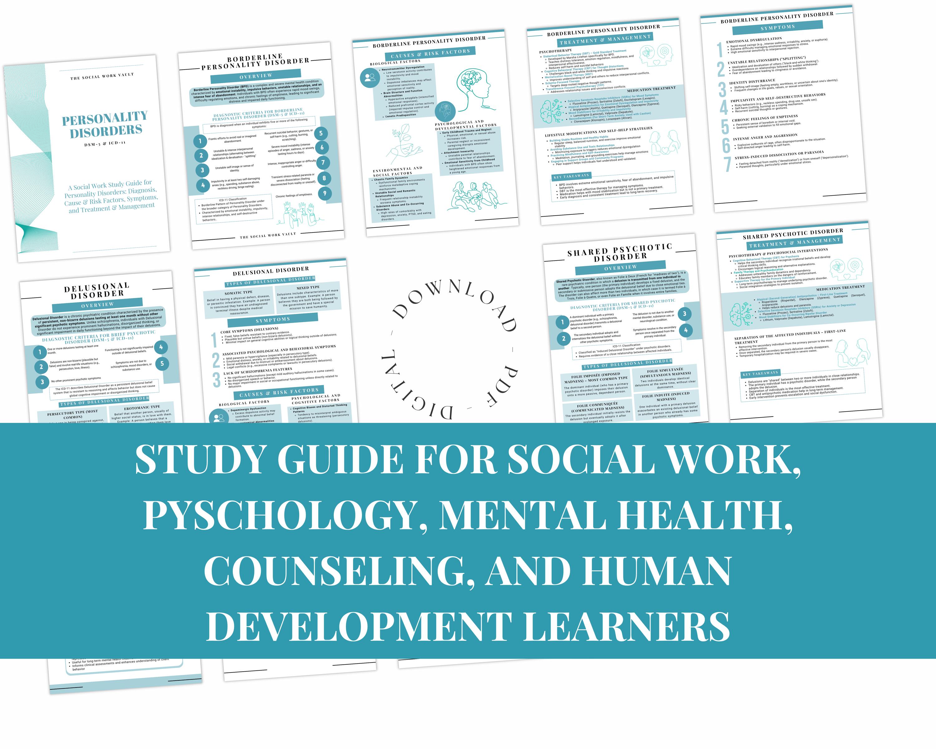 Mental Health Disorders Study Guide, Psych Disorders, DSM-5-TR, Mental ...