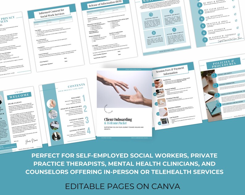 Client Welcome Packet Editable Template for Private Practice and Self ...