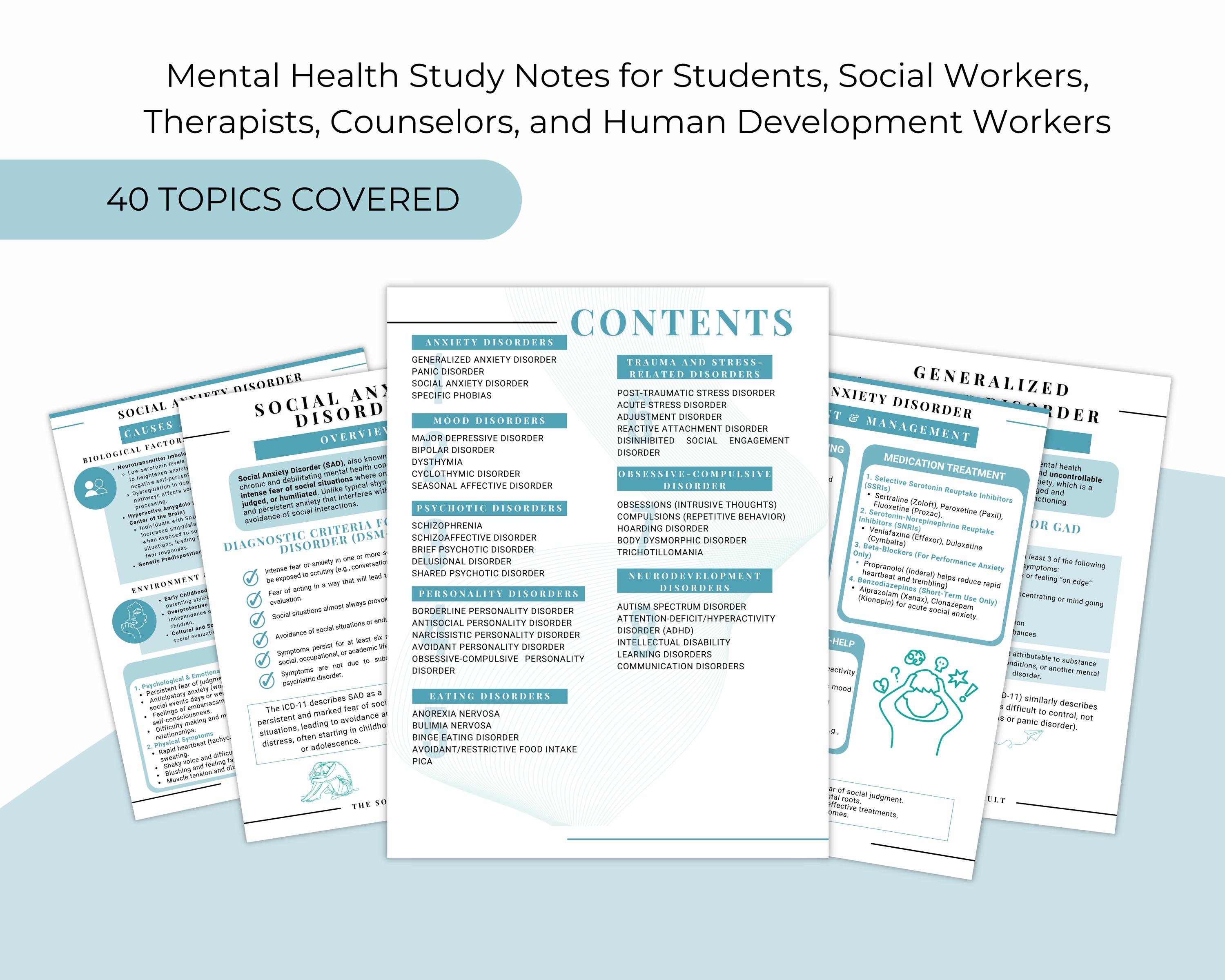 Mental Health Disorders Study Guide, Psych Disorders, DSM-5-TR, Mental ...