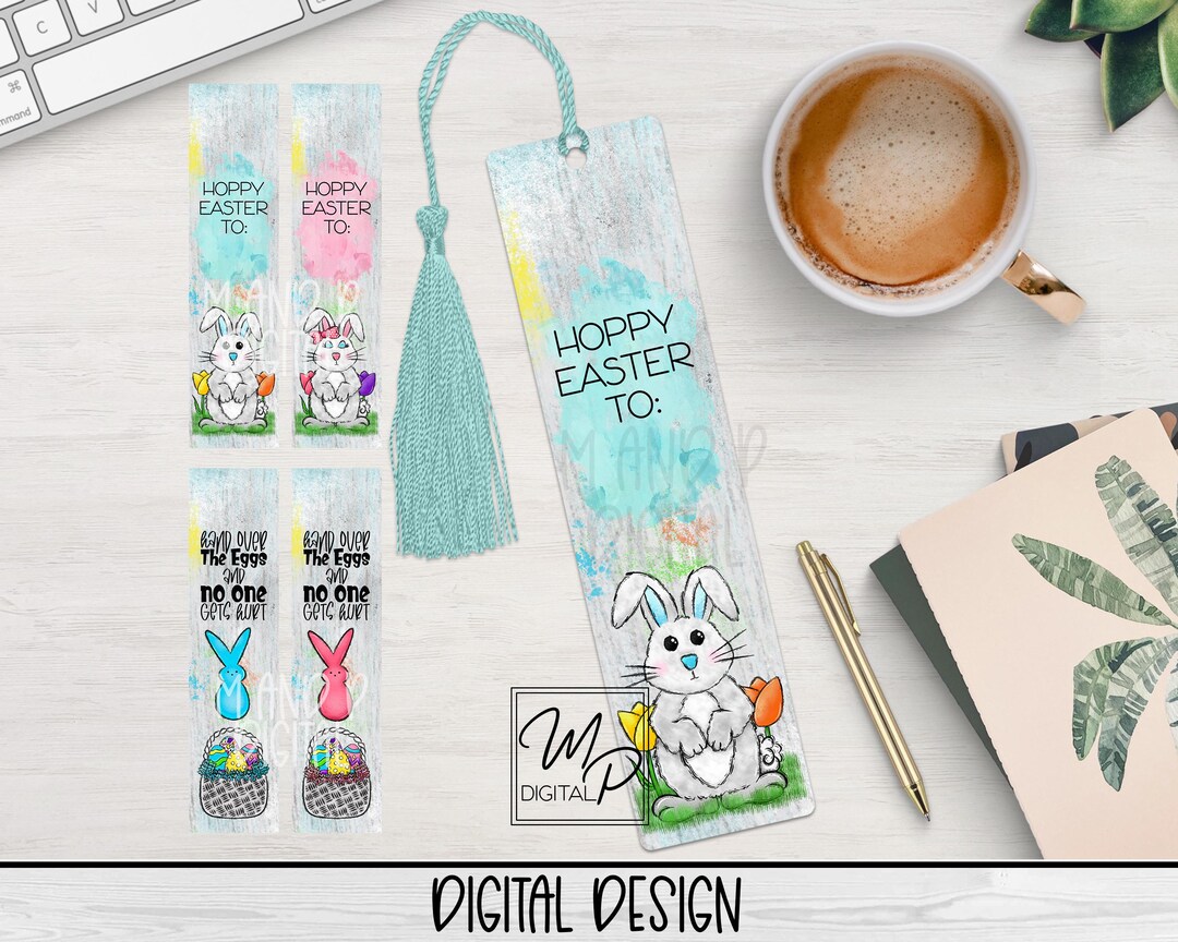Easter Bunny Bookmark PNG for Sublimation, Book Mark Sublimation Design ...