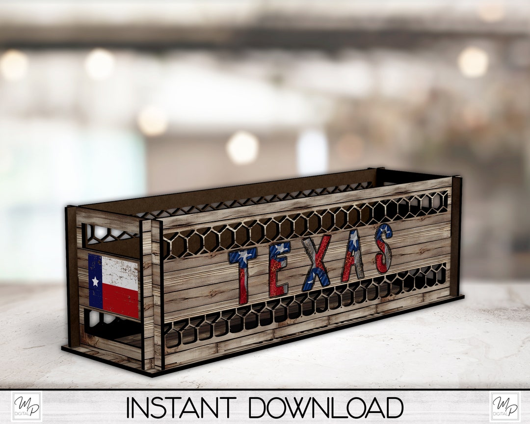 Texas Box PNG Sublimation Design, MDF Centerpiece Box Design, Digital ...