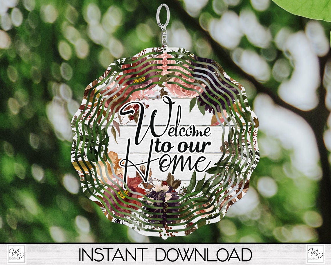 Floral Wreath Wind Spinner PNG Design for Sublimation Garden - Etsy