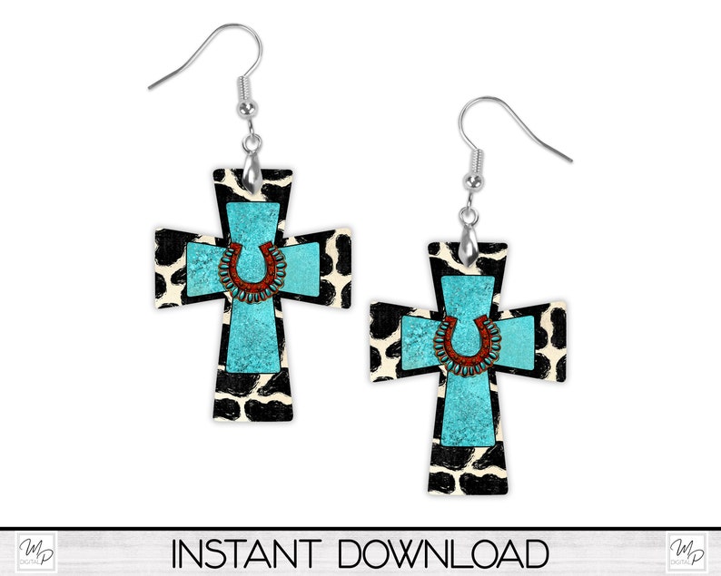 Western Cross Earring PNG BUNDLE for Sublimation Design, Digital ...