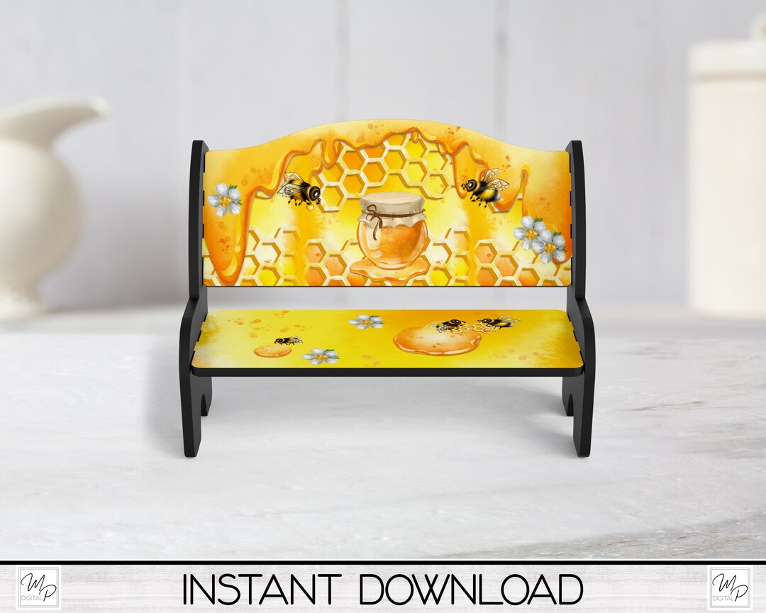 Honey Bee Bench PNG for Sublimation, Sublimation Design for Tiered Tray ...