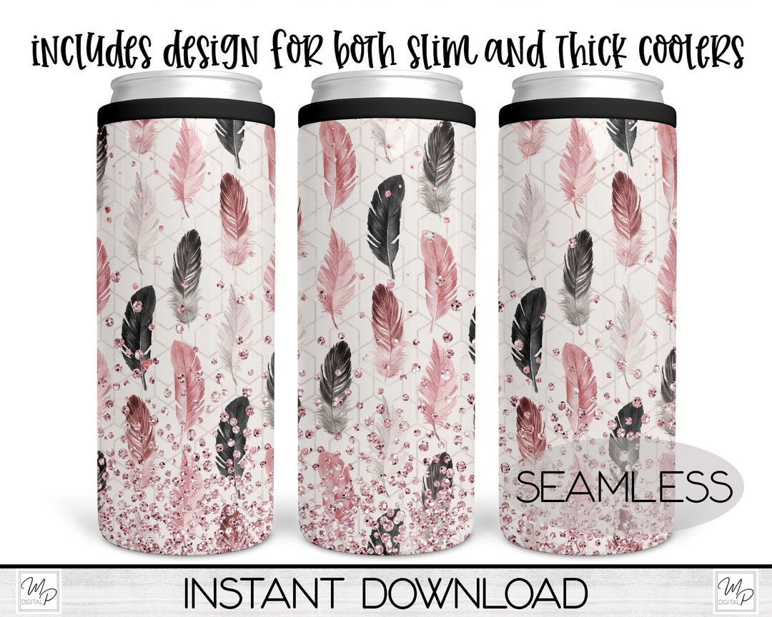 Feather Can Cooler PNG Design for Slim & Thick Can Cooler Wrap ...