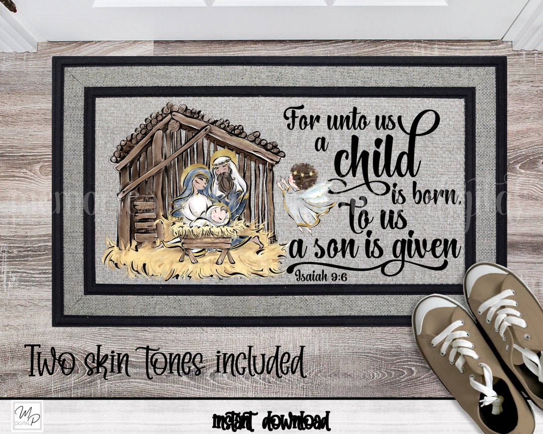 Christmas Nativity Front Door Mat Sublimation Design Download ...