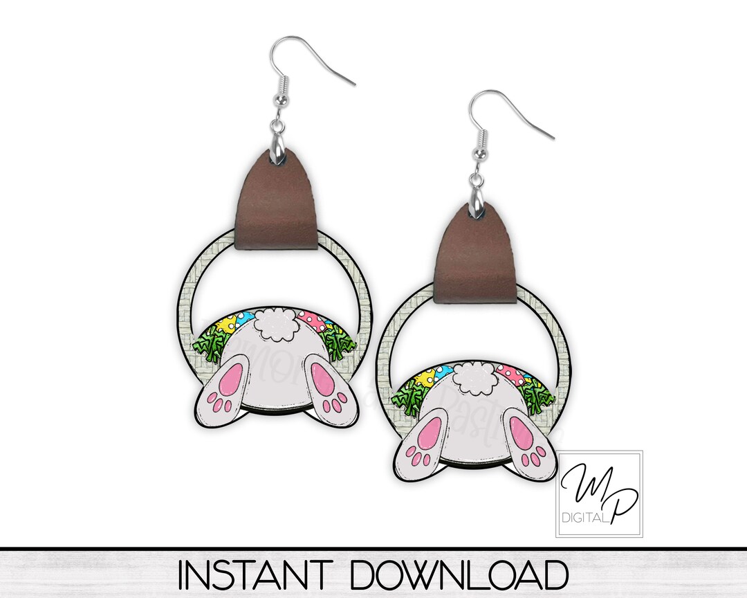 Easter Bunny Butt Png Sublimation Design Bundle For Earrings Instant Digital Download Personal