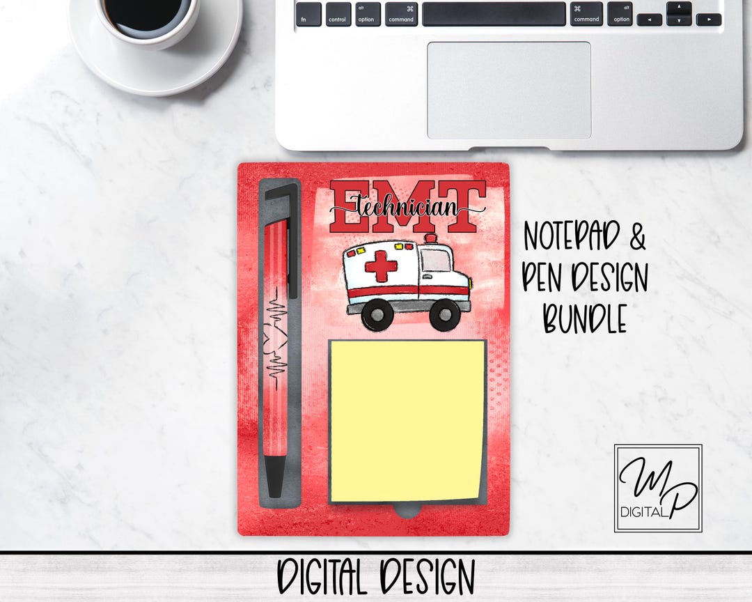 EMT Notepad Holder and Pen PNG Sublimation Design, Digital Download ...