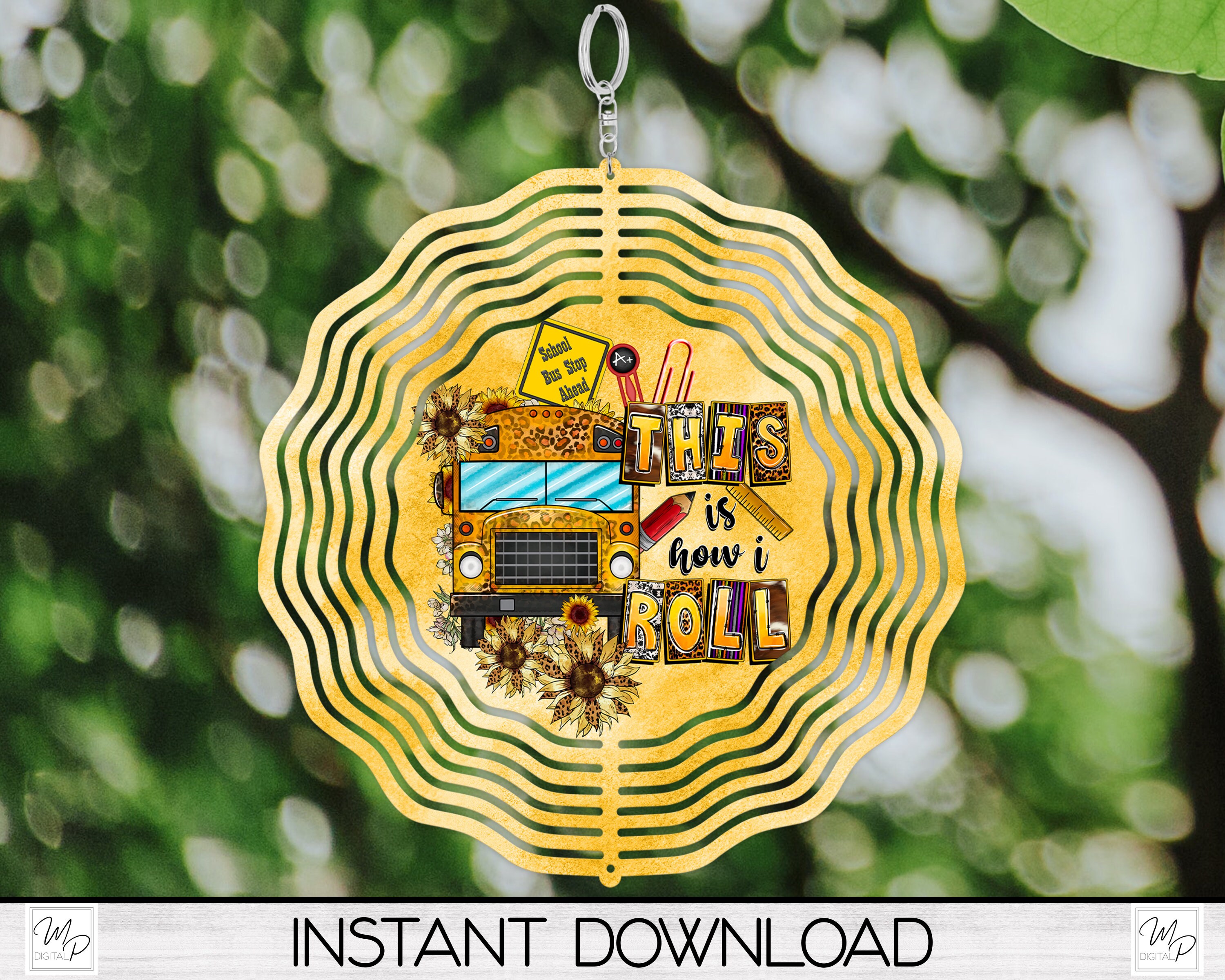 Bus Driver Wind Spinner PNG Design for Sublimation, Two Sizes Included ...