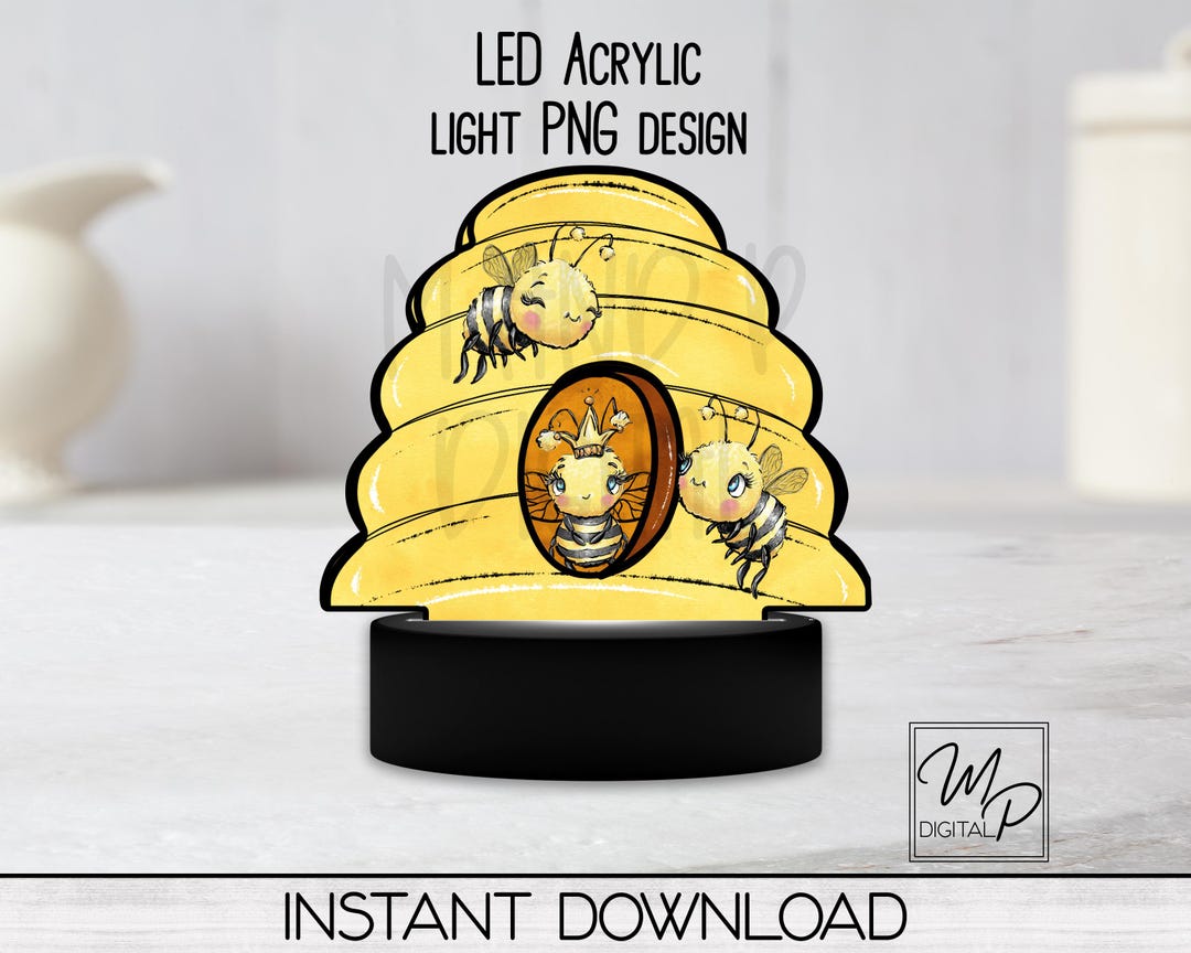 Bee Hive LED Acrylic Light up Sign, PNG Sublimation Design, Acrylic ...