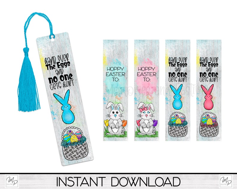 Easter Bunny Bookmark PNG for Sublimation, Book Mark Sublimation Design ...