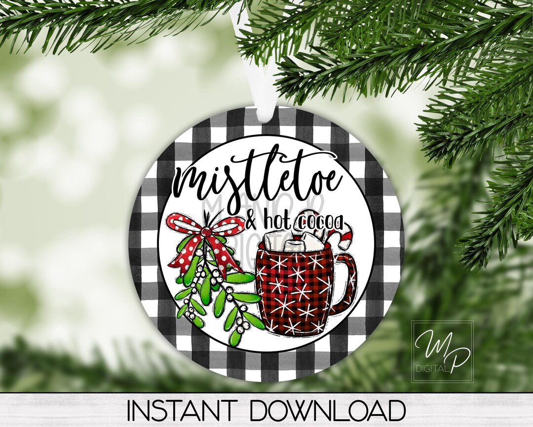 Farmhouse Buffalo Plaid PNG for Sublimation on the Round Christmas ...