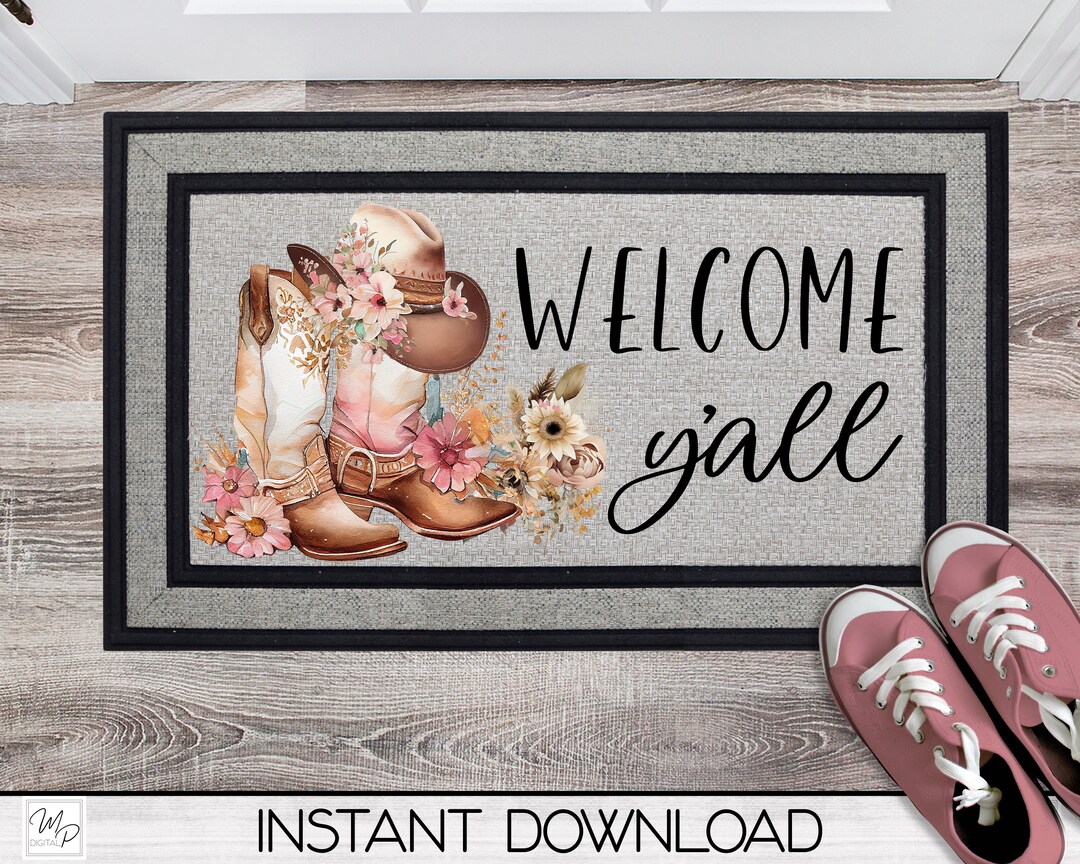 Western Front Door Mat Sublimation Design Download, Country Rug PNG ...