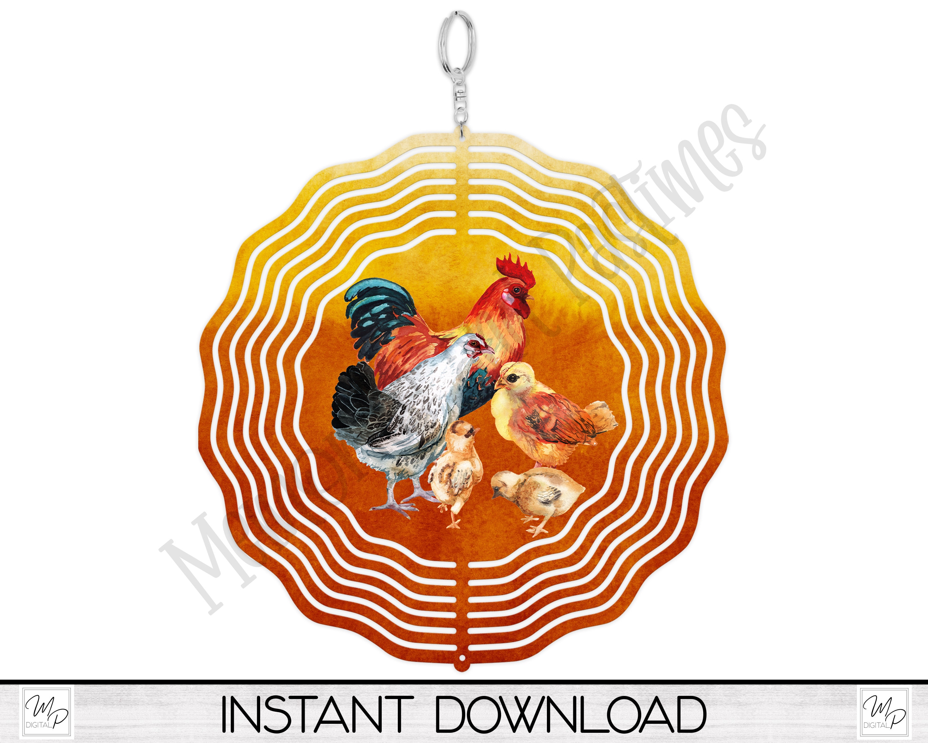 Rooster and Chickens Wind Spinner PNG Design for Sublimation - Etsy