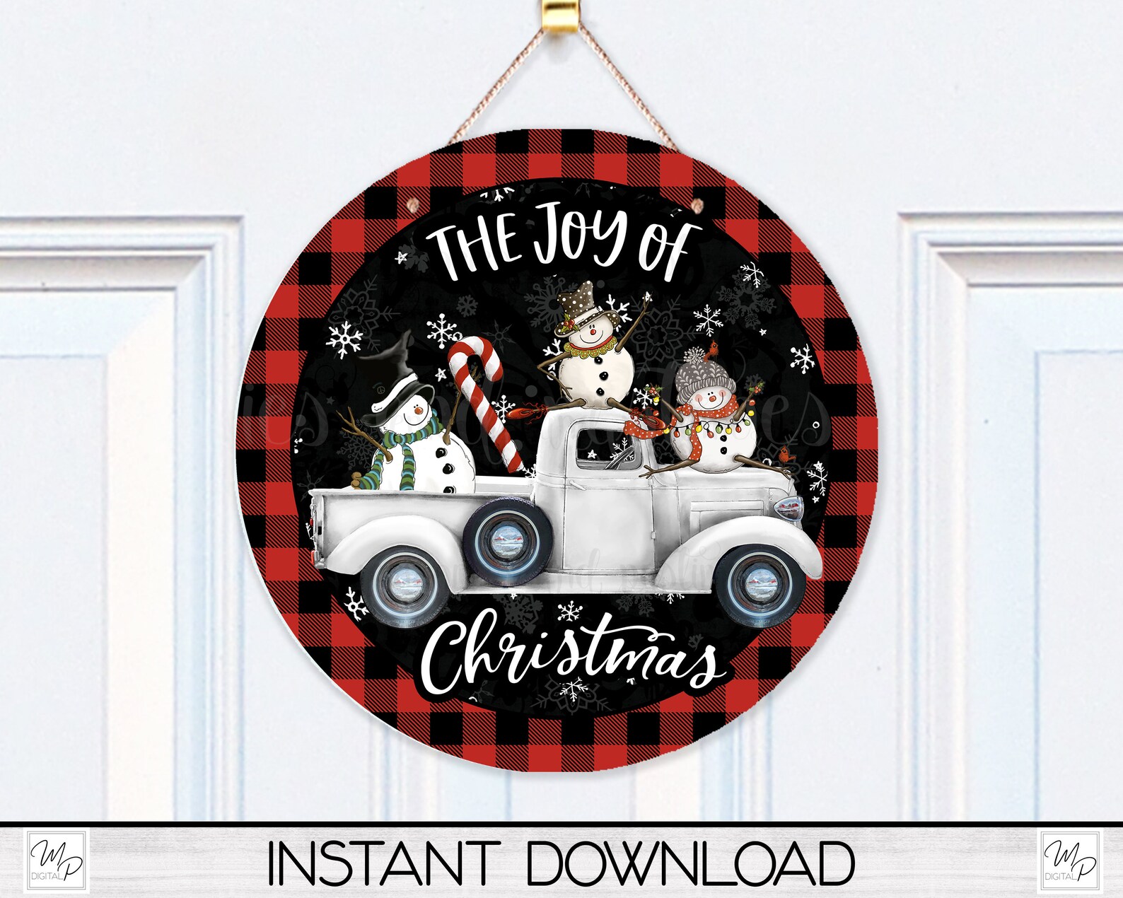 Farmhouse Snowman Christmas Door Sign PNG Round Door Sign - Etsy
