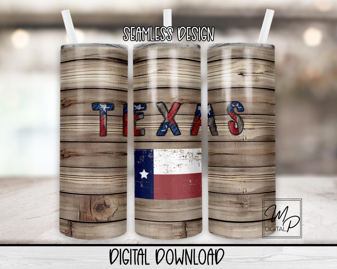 Seamless Texas Flag 20 Oz Skinny Tumbler Sublimation Design, Instant ...