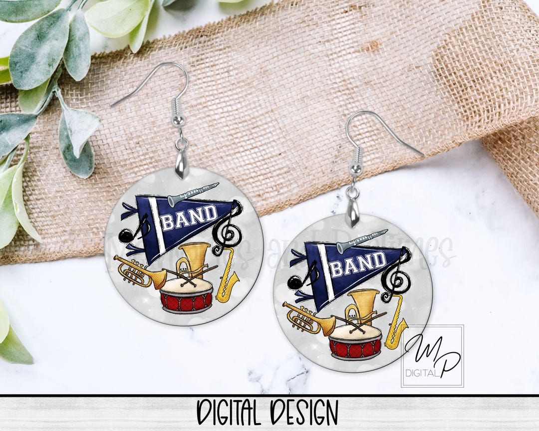 Royal Blue Band Earring Sublimation PNG Design for the Circle Blank ...