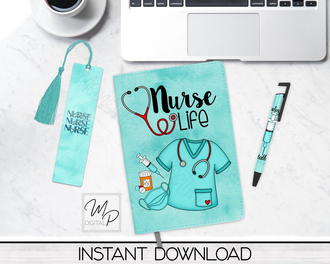 Nurse Journal - Desk Set PNG Sublimation Journal Design - Includes ...