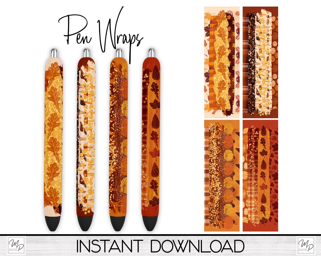 Fall Print Epoxy Pen Wrap PNG Design Digital Download, Ink Pen Wrap ...