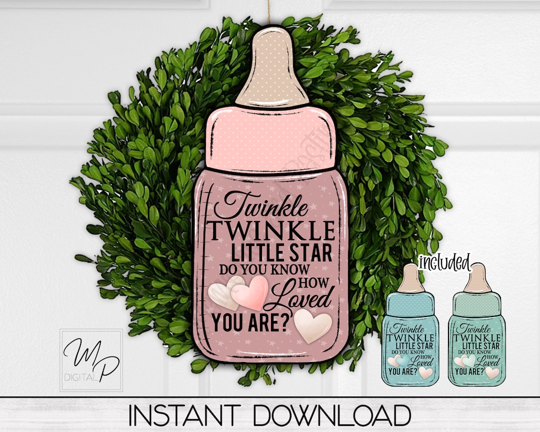 Baby Bottle Sign Sublimation Design Download Bundle, Nursery Wreath ...