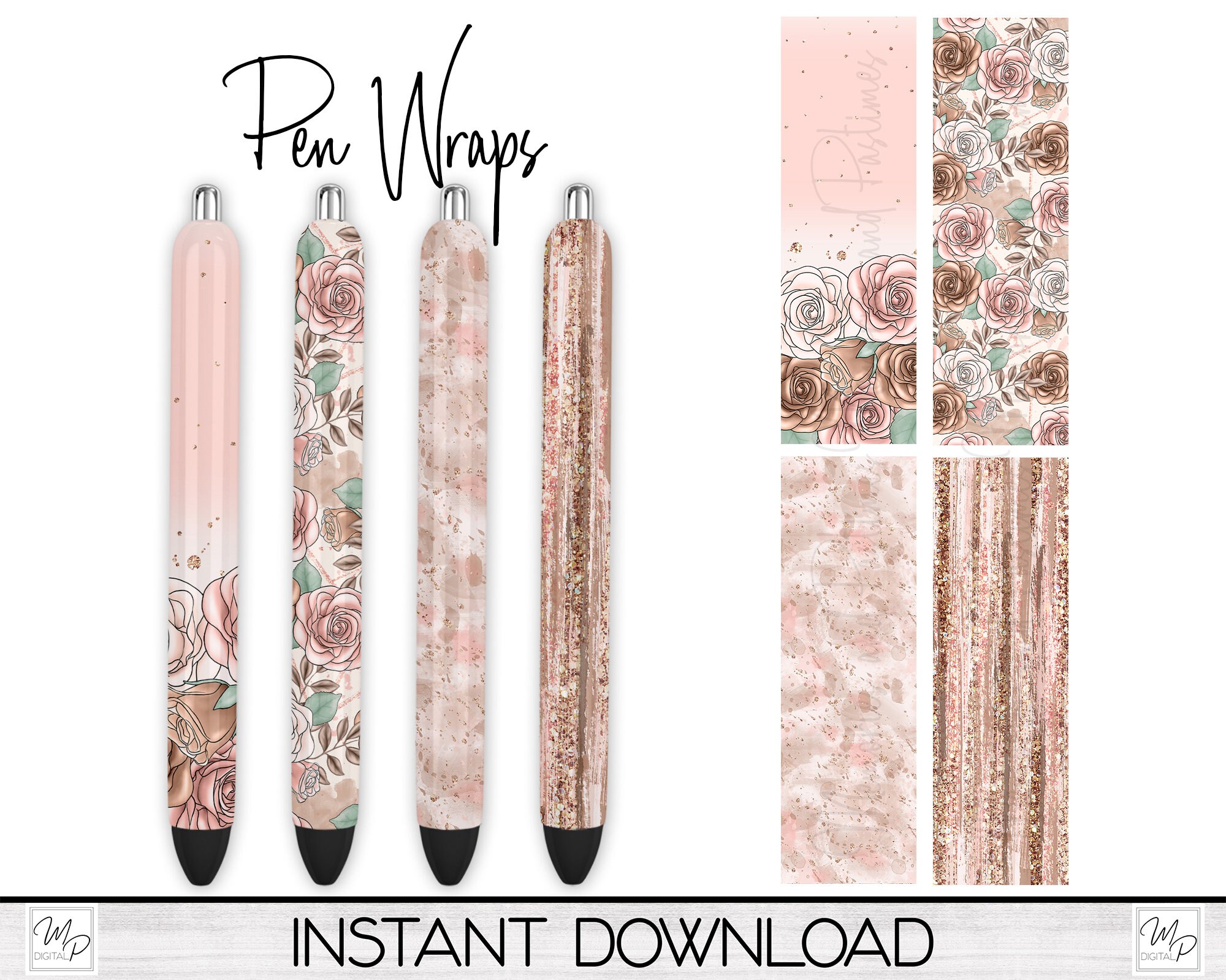 Floral Epoxy Pen Wrap PNG Design Digital Download, Ink Pen Wrap ...
