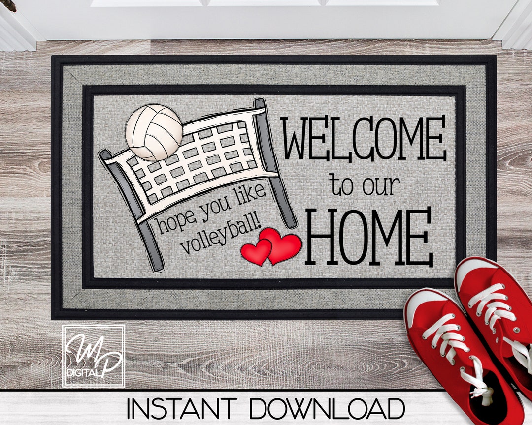Volleyball Front Door Mat Sublimation Design Download, Rug PNG, Welcome ...