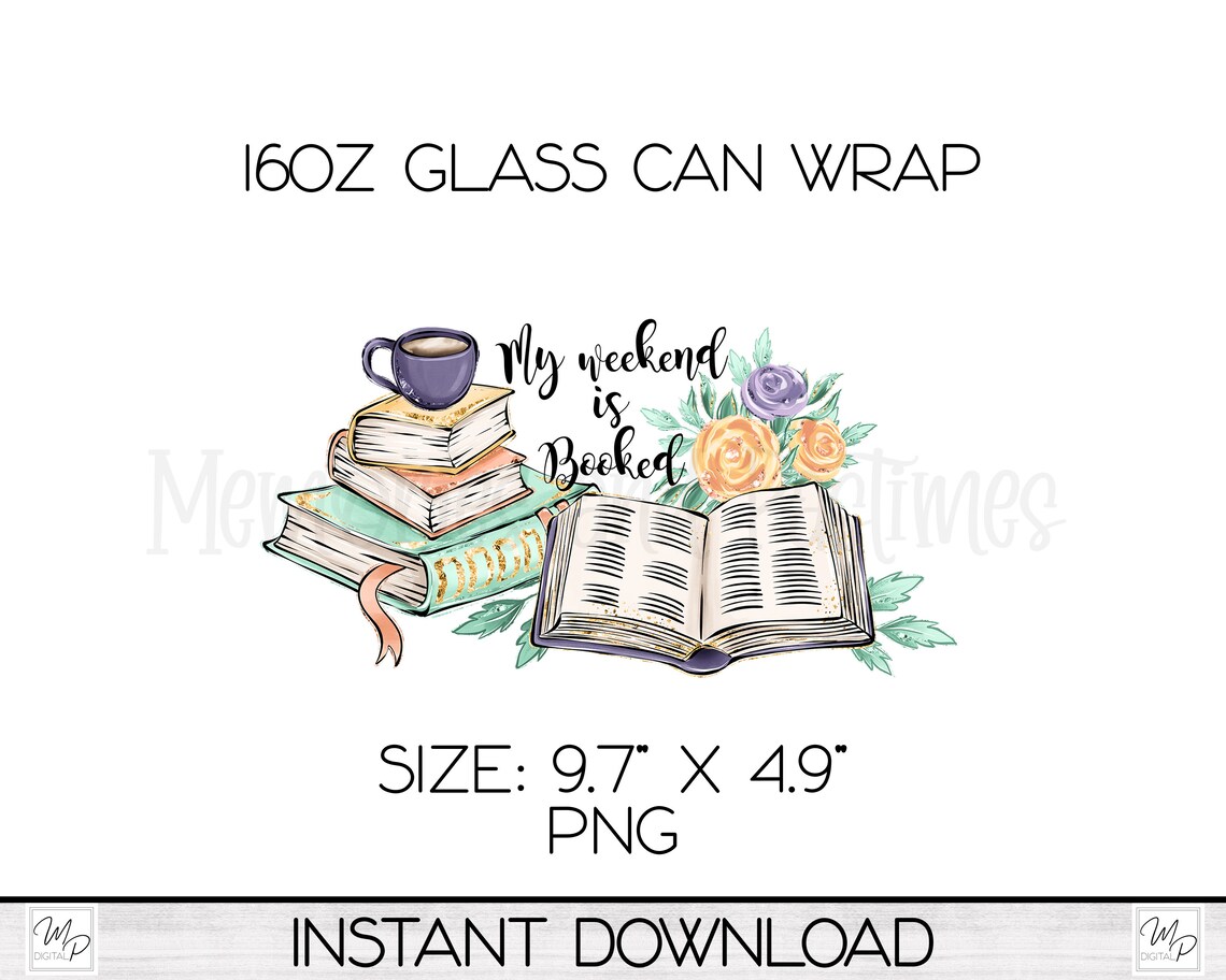Reading 16oz Glass Can Wrap PNG Glass Tumbler Sublimation - Etsy