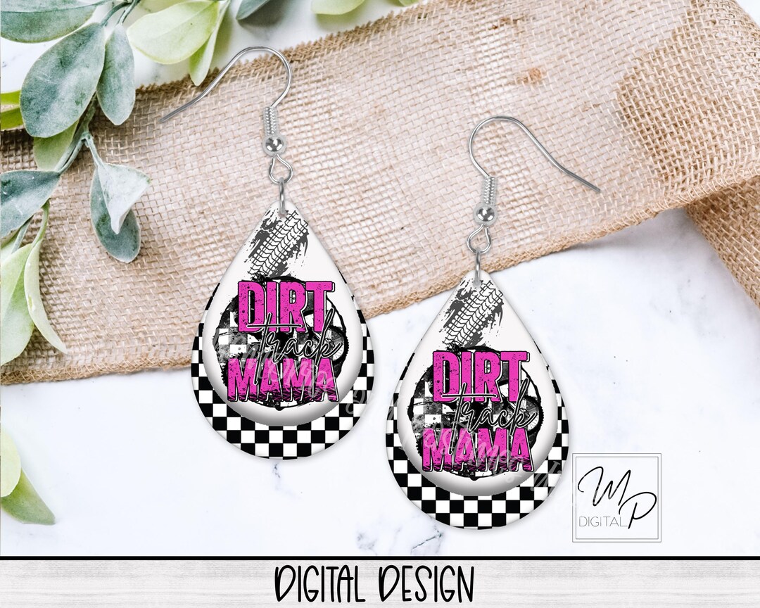 Dirt Track Mama Earring PNG File for Sublimation Design, Motorcycle ...