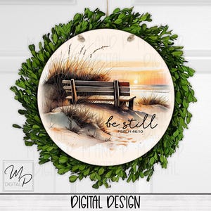 Christian Bible Verse, Be Still Round Door Sign Hanger, PNG Digital ...