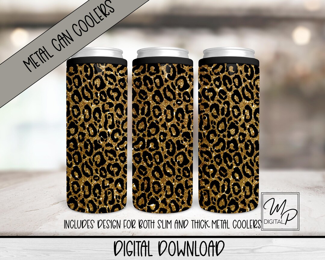 Leopard Print Design for Sublimation of Slim and Thick Metal Can ...