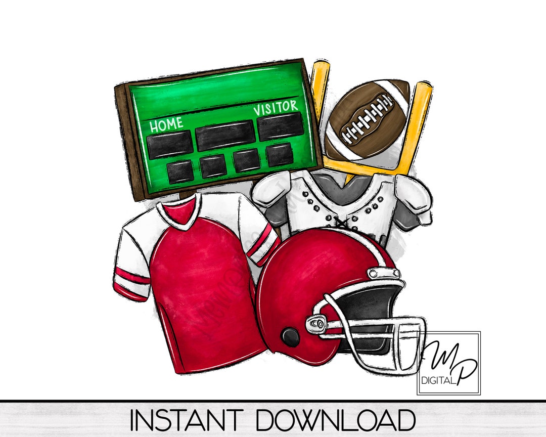 Red Football Sublimation Design PNG Digital Download Tote Mug Tshirt ...