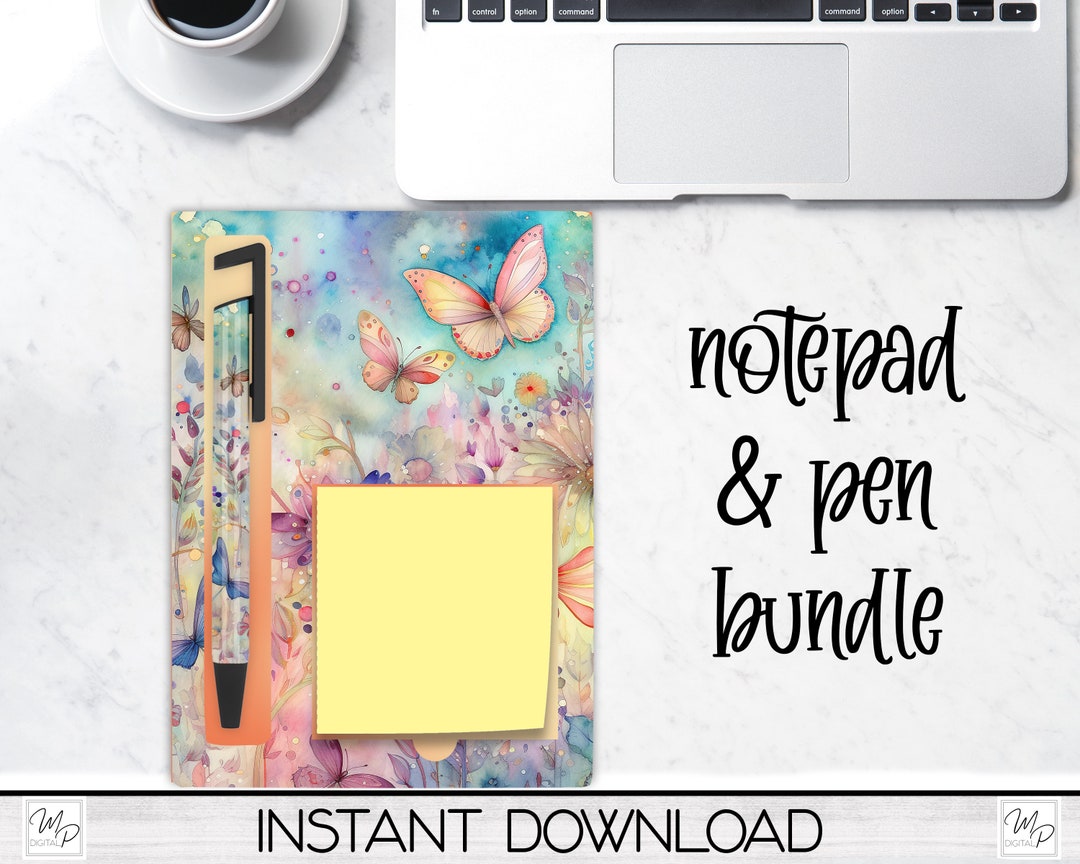 Butterfly Notepad Holder and Pen PNG Sublimation Design, Digital ...