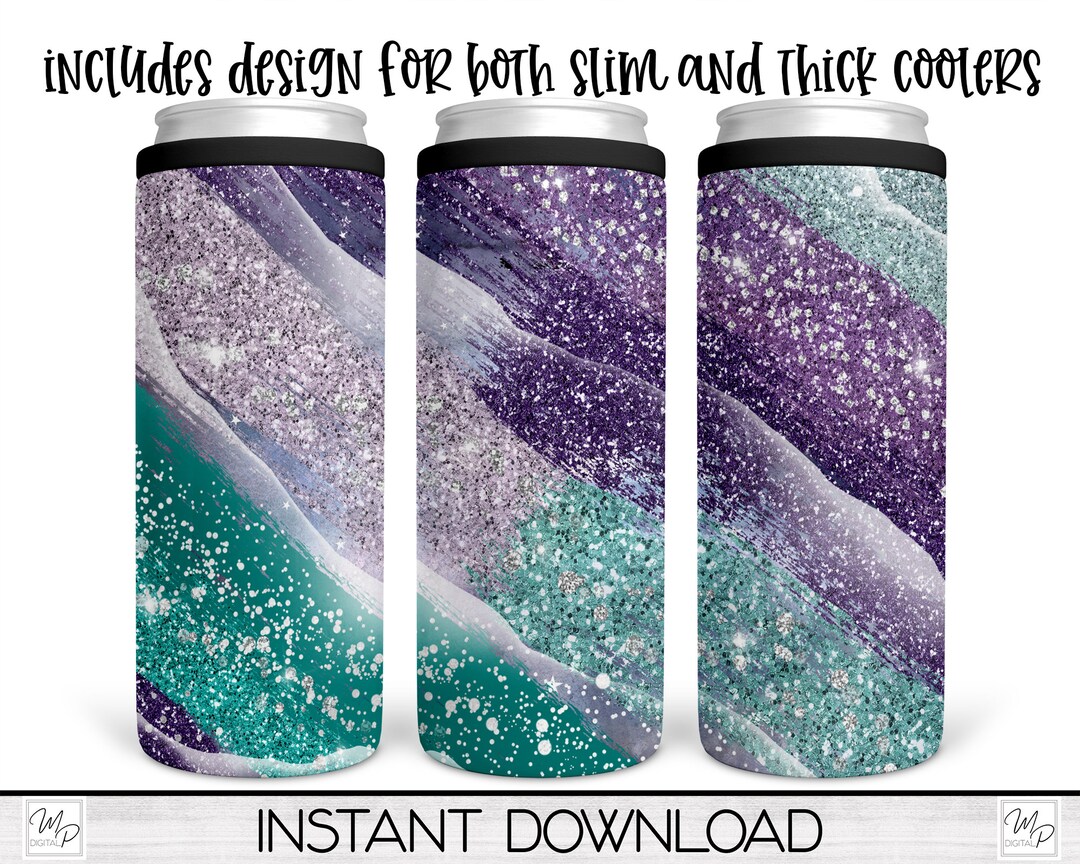 Teal and Purple Milky Way Can Cooler PNG Design for Slim & Thick Duozie ...