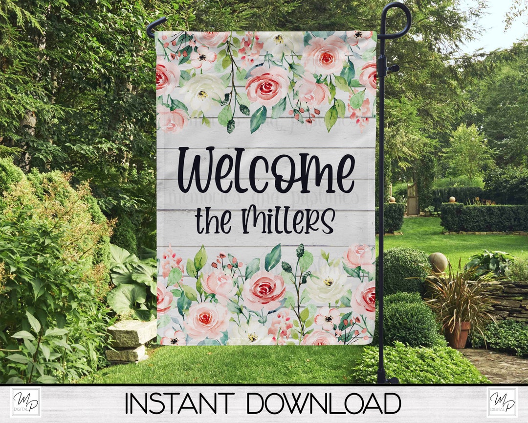Floral Welcome Garden Flag Design, Spring Flag, Sublimation Download ...