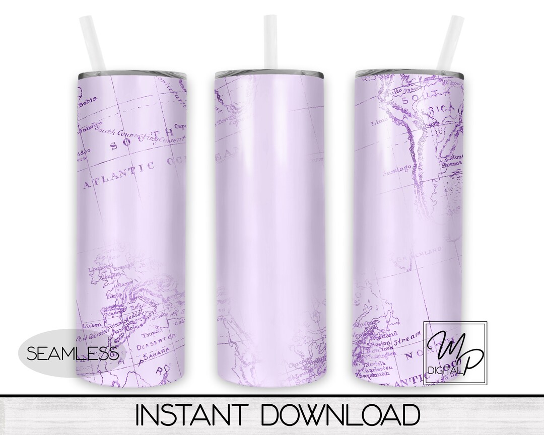 Seamless World Map 20 Oz Skinny Tumbler Sublimation Design, Instant ...