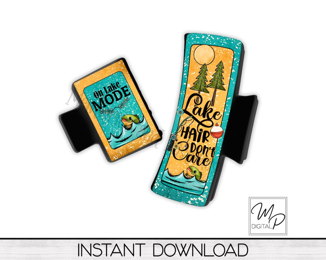 Lake Fishing Hair PNG Design for Sublimation of Hair Clips, Digital ...