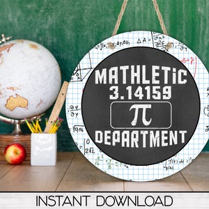 Math Teacher Round Classroom Door Sign Sublimation Design Download ...